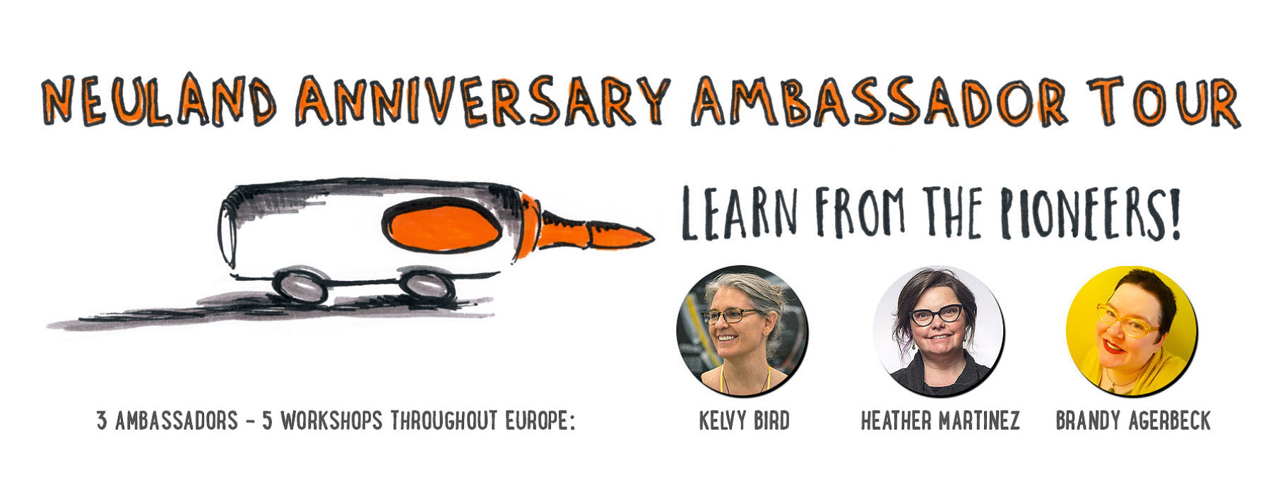Neuland jubileum ambassadeurstour - 3 ambassadeurs, 5 workshops EN 3 l